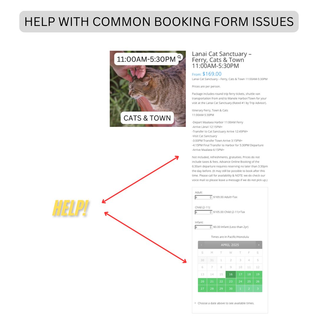 Help with Common Booking Form Issues - Lost on Lanai